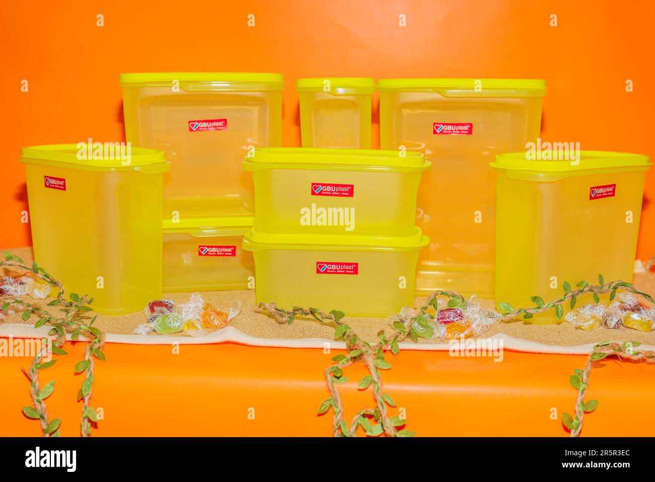 The Yellow Plastic Box Jar Set in Various Sizes offers a versatile ...