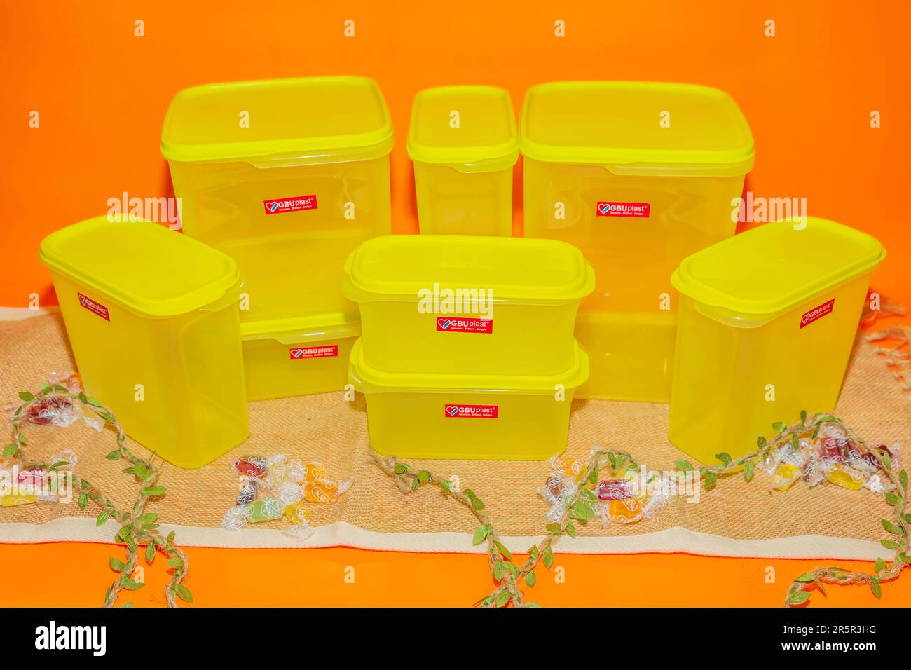 The Yellow Plastic Box Jar Set in Various Sizes offers a versatile ...