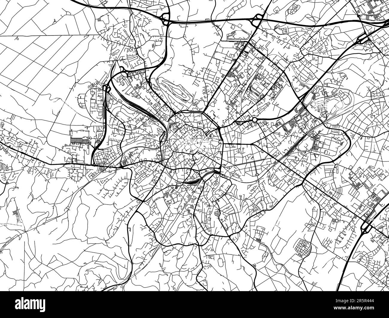 Vector road map of the city of Aachen in Germany on a white background ...