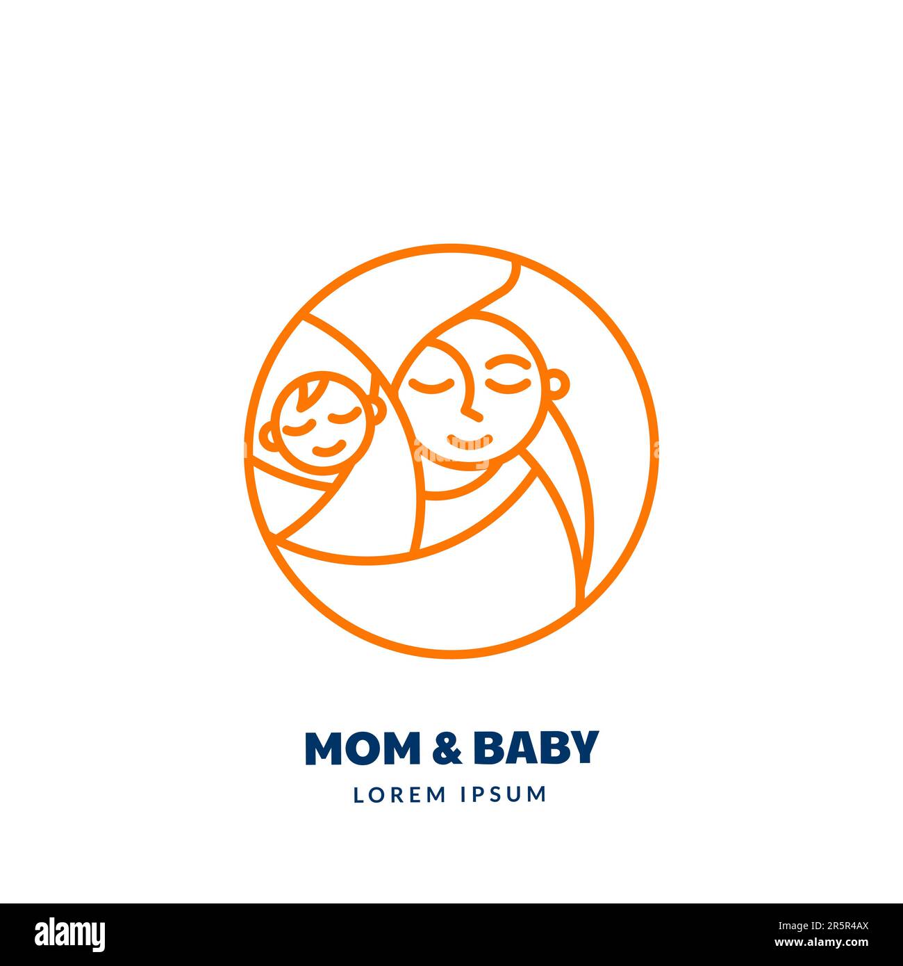Mother and child circle logo sign design template. Abstract line emblem ...