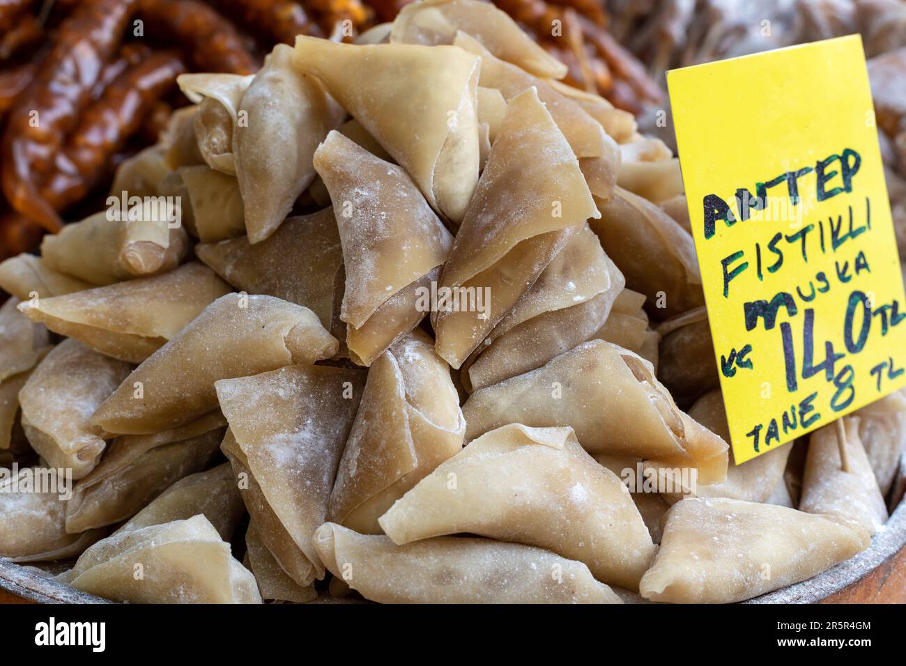 Traditional Turkish sweet dessert pestil or muska dried fruit pulp ...