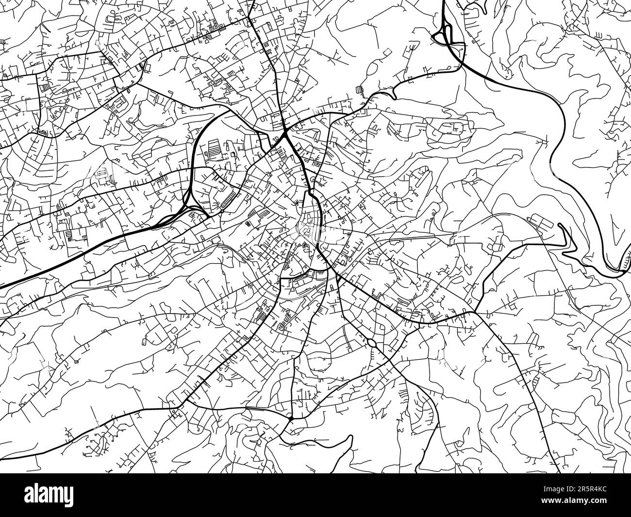 Vector road map of the city of Solingen in Germany on a white ...