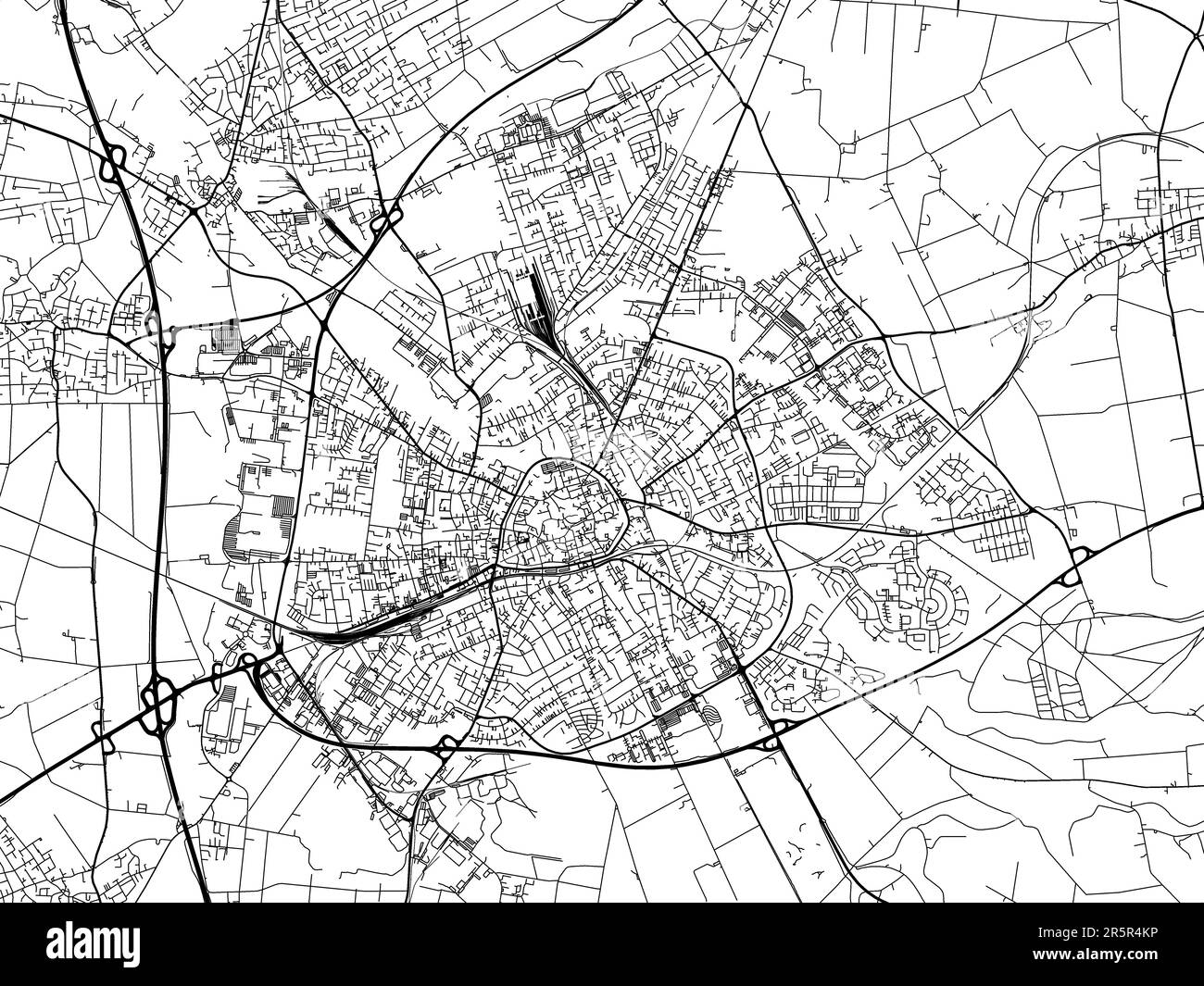Vector road map of the city of Paderborn in Germany on a white ...
