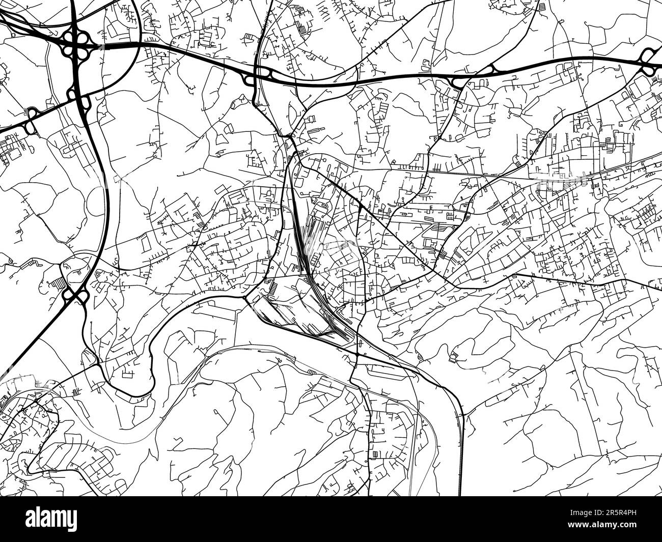 Vector road map of the city of Witten in Germany on a white background ...