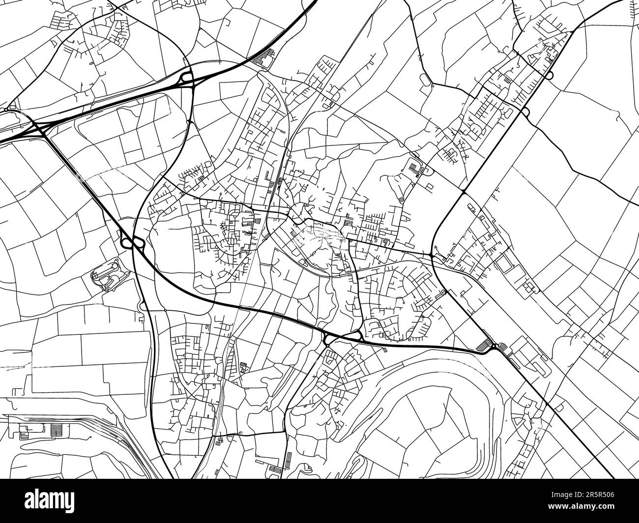 Vector road map of the city of Grevenbroich in Germany on a white ...