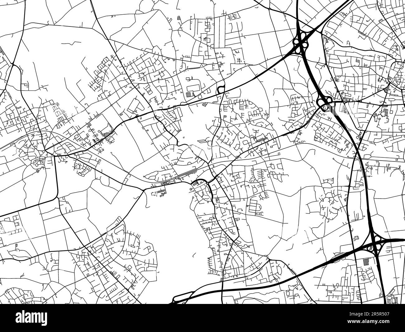 Vector road map of the city of Herten in Germany on a white background ...