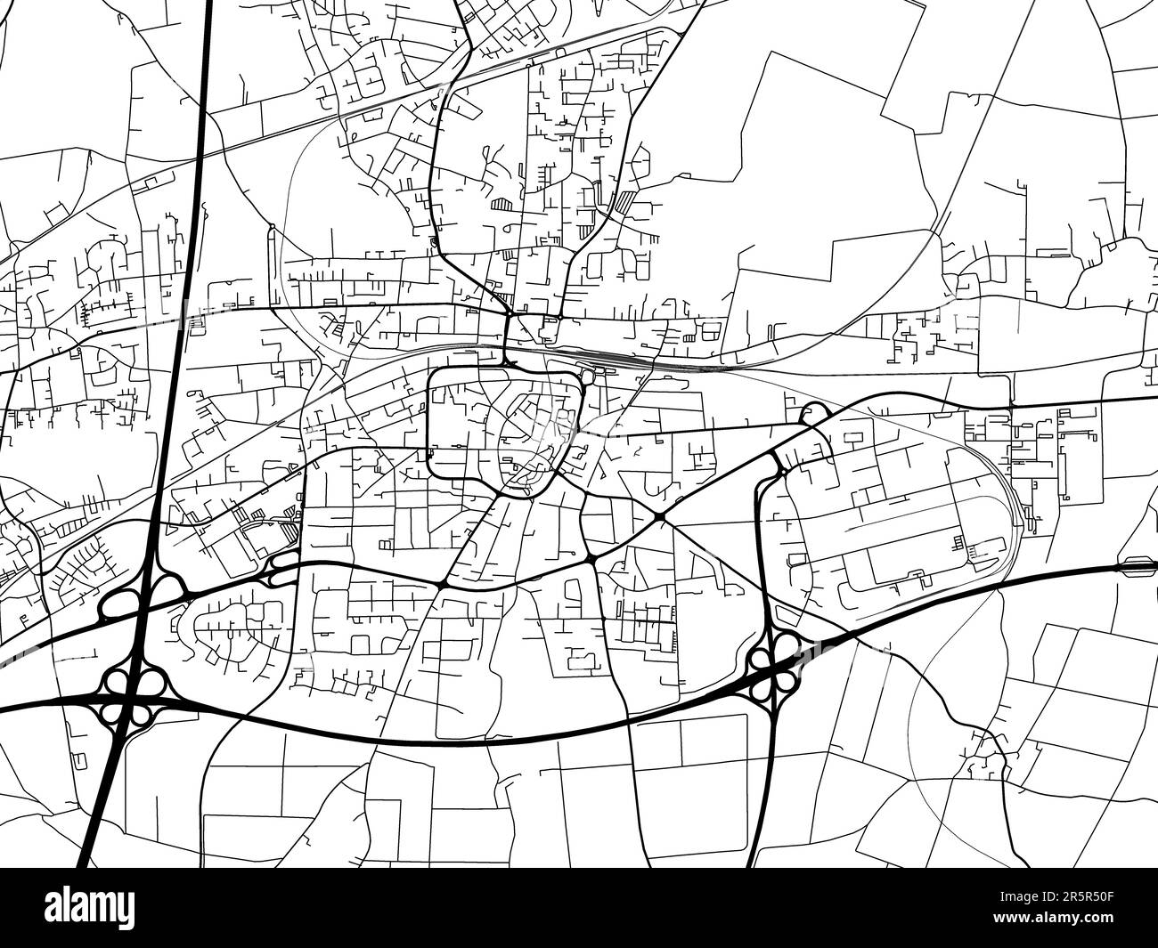 Road map of the city of Unna in Germany on a white background Stock ...