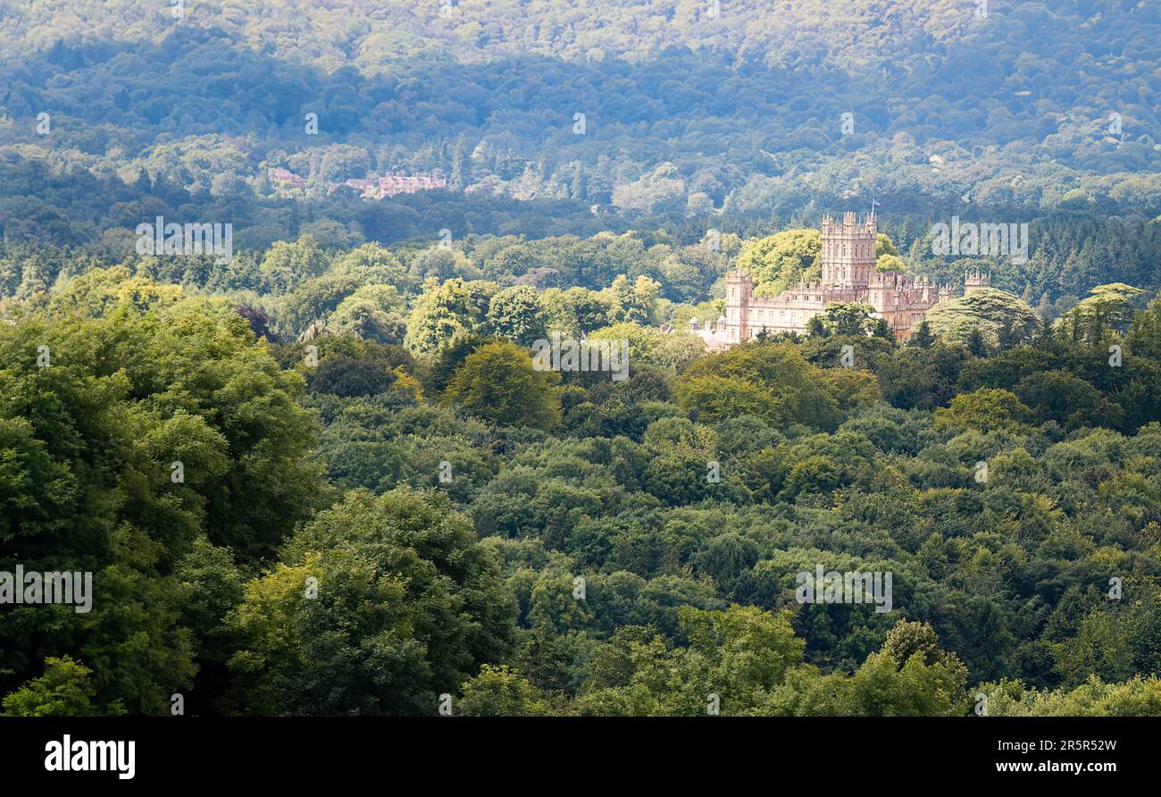An elevated view of Highclere Castle taken from Beacon Hill in ...