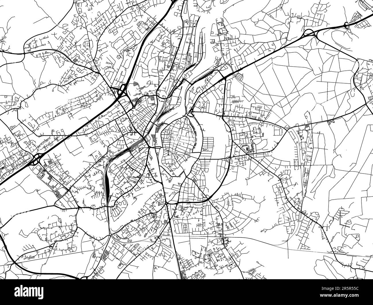 Vector road map of the city of Lubeck in Germany on a white background ...