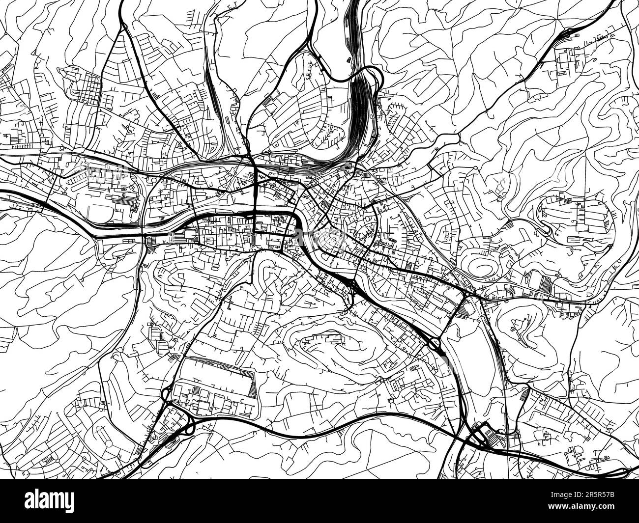 Vector road map of the city of Saarbrucken in Germany on a white ...