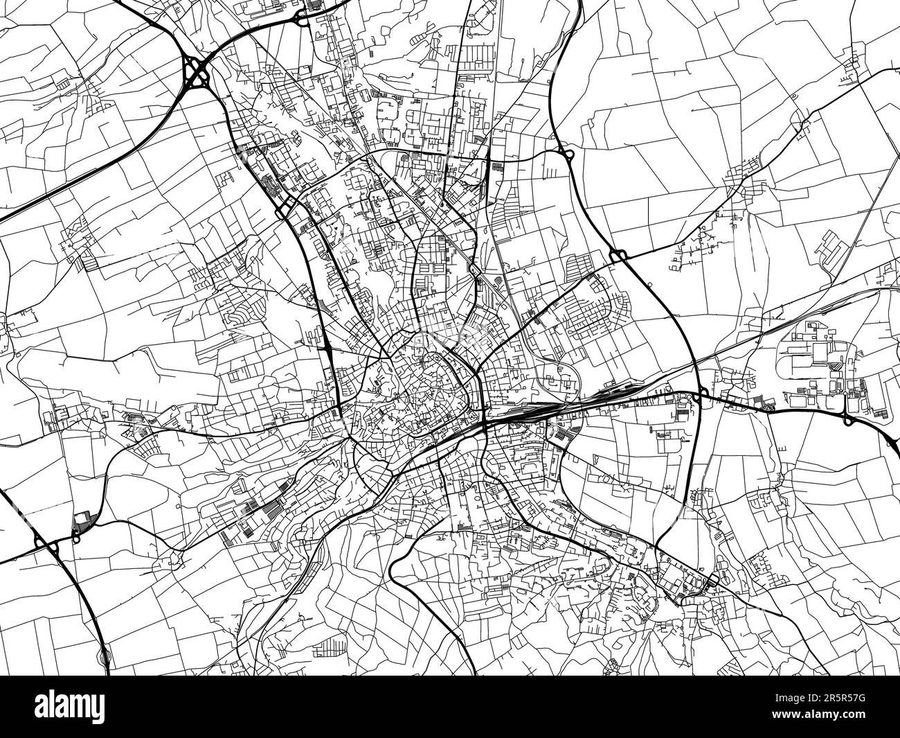 Vector road map of the city of Erfurt in Germany on a white background ...