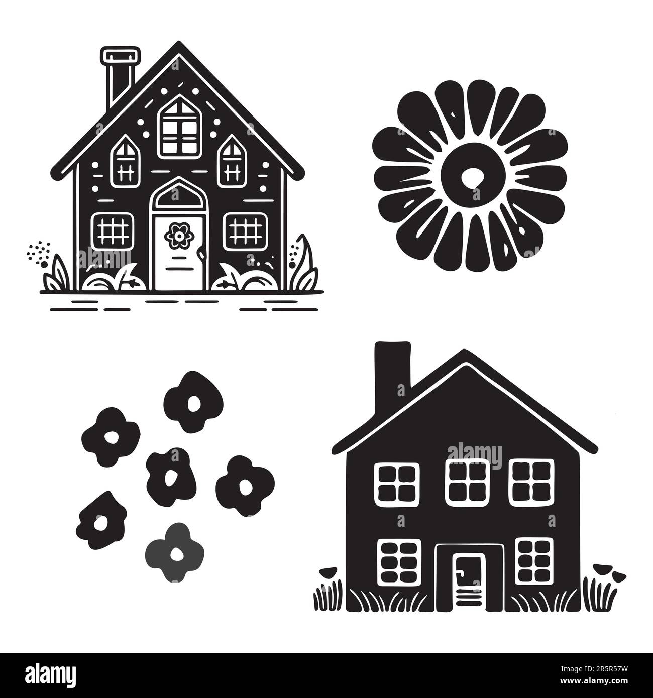 Set of rustic cottage motif in homestead vintage style. Vector ...