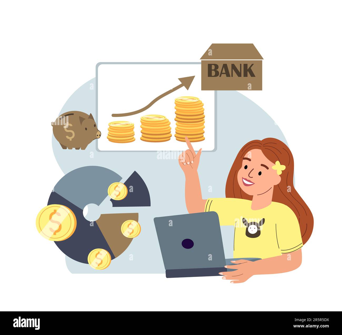 Online financial education for Kids.Girl pupil getting knowledges about ...