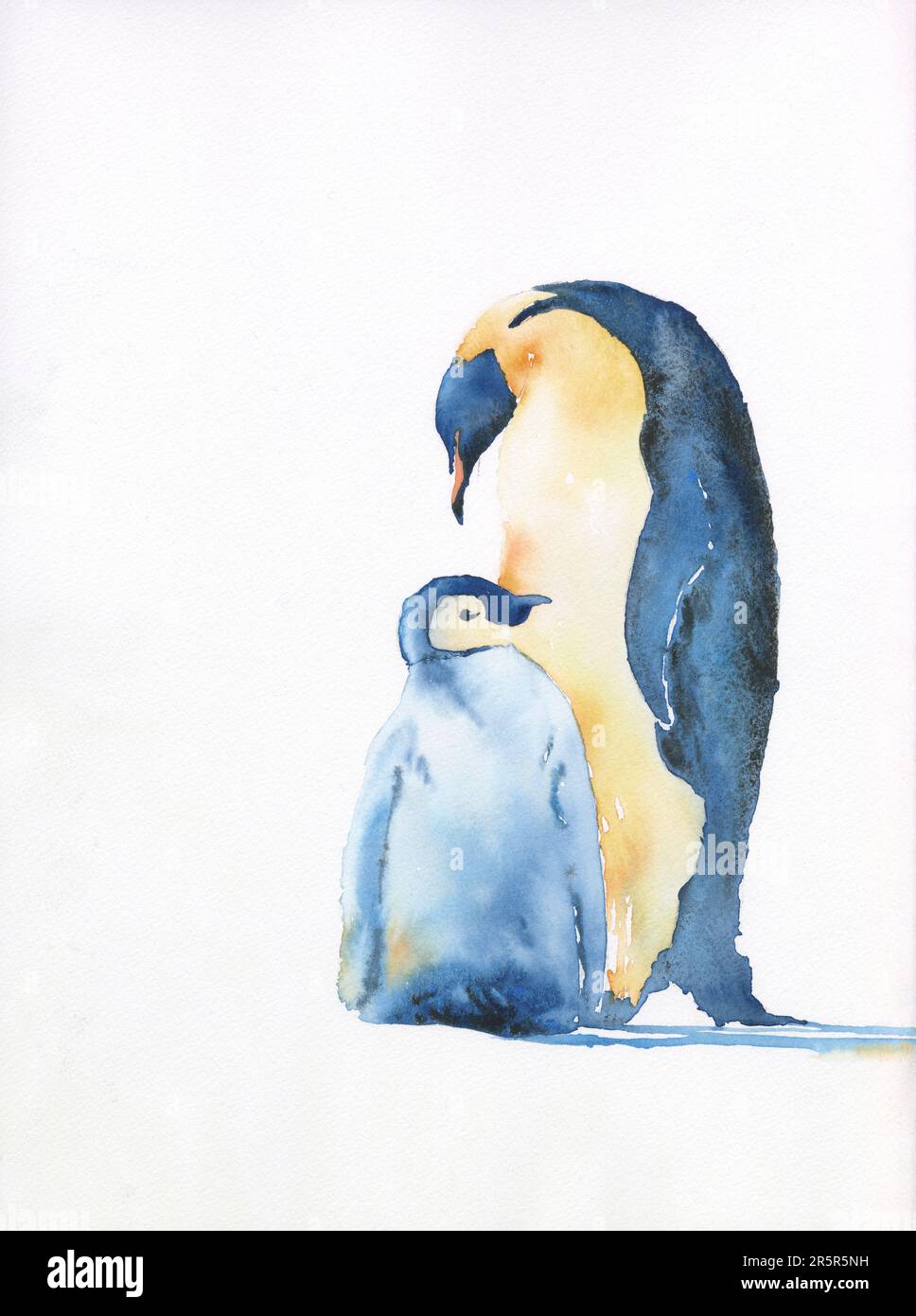 Colorful watercolor painting arctic penguins, wall art penguin painting ...