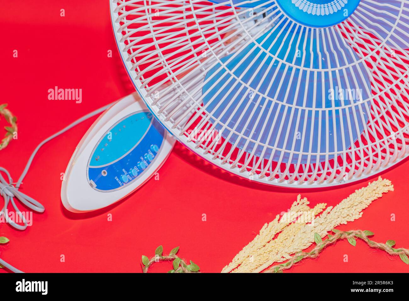 The Blue and White Wall-Mounted Fan is a versatile and practical ...