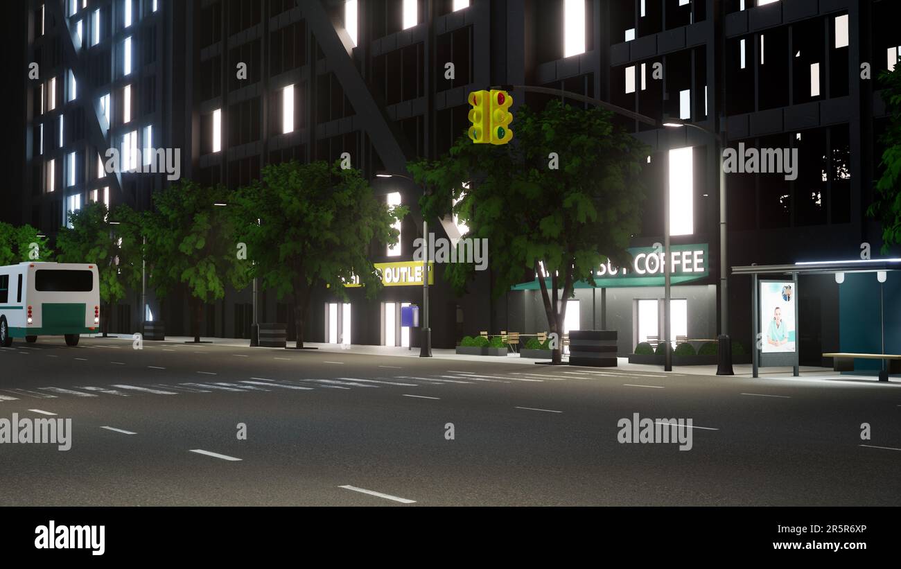 Modern town with tall buildings and office spaces in urban business ...