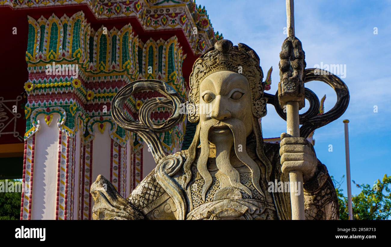 Epic warrior statue with moustache in Wat Pho Temple in Bangkok ...