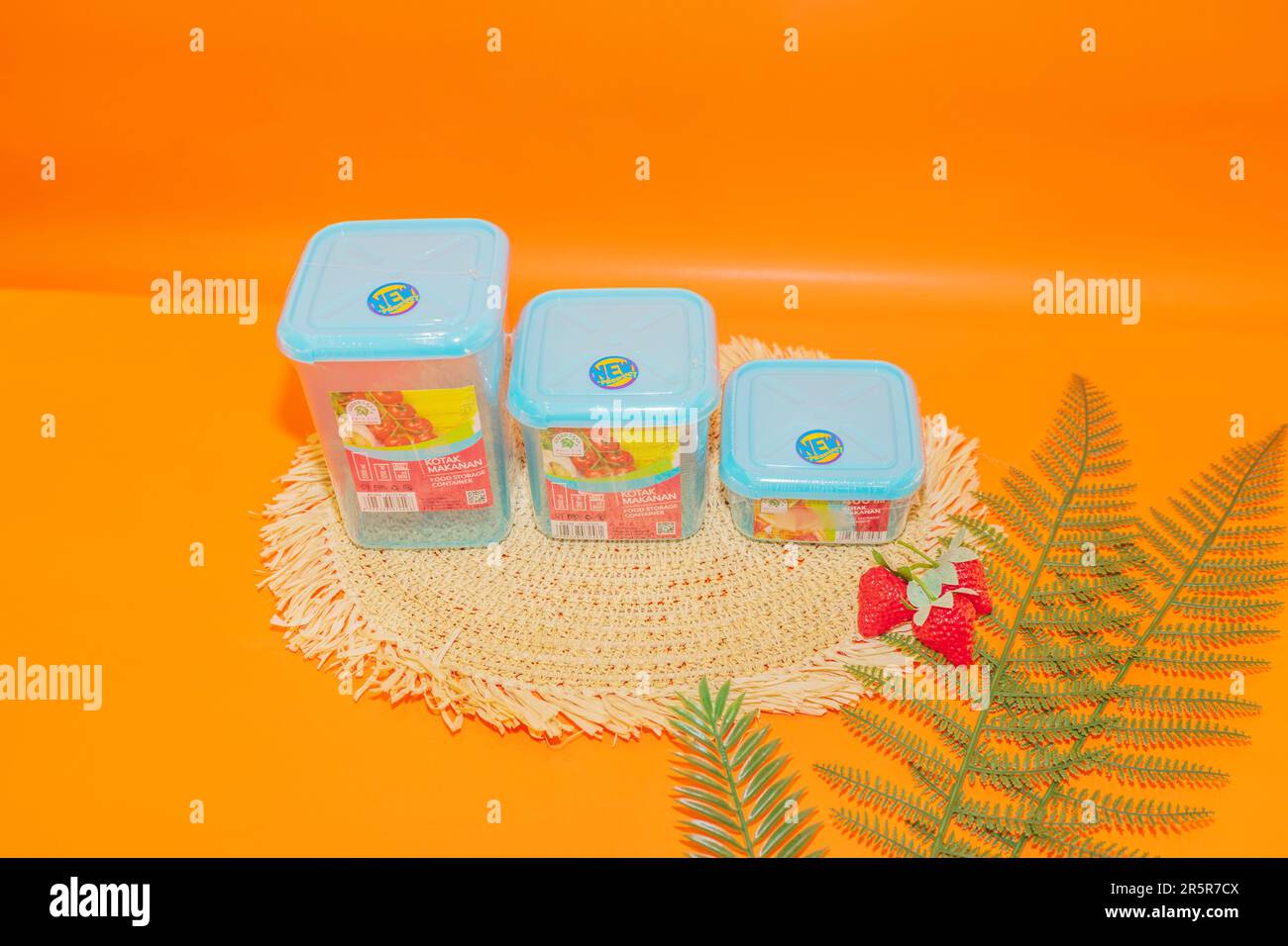 The Blue Plastic Square Container Set with Lids is a versatile and ...