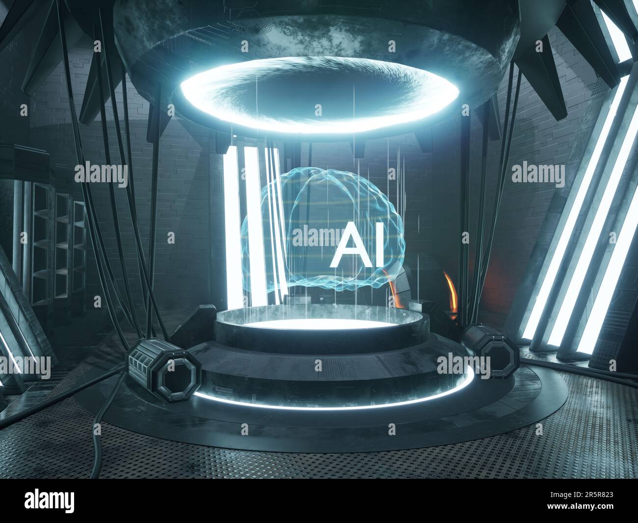 Deep learning and big data, futuristic artificial intelligence ...