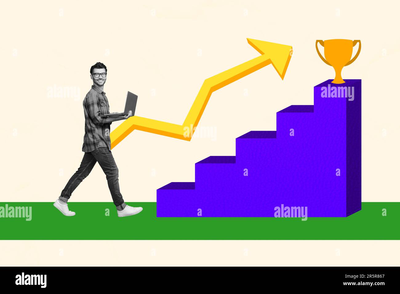 Banner collage stock graph rising arrow progress achieve champion first ...