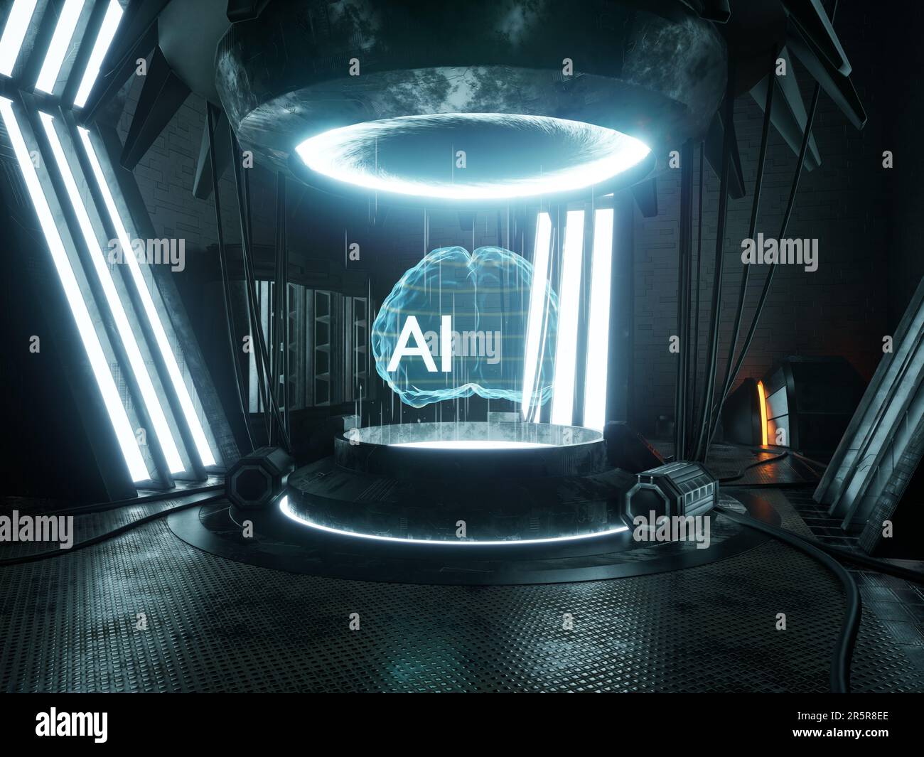 Machine learning AI brain, neural network disruptive technology concept. Artificial intelligence ...