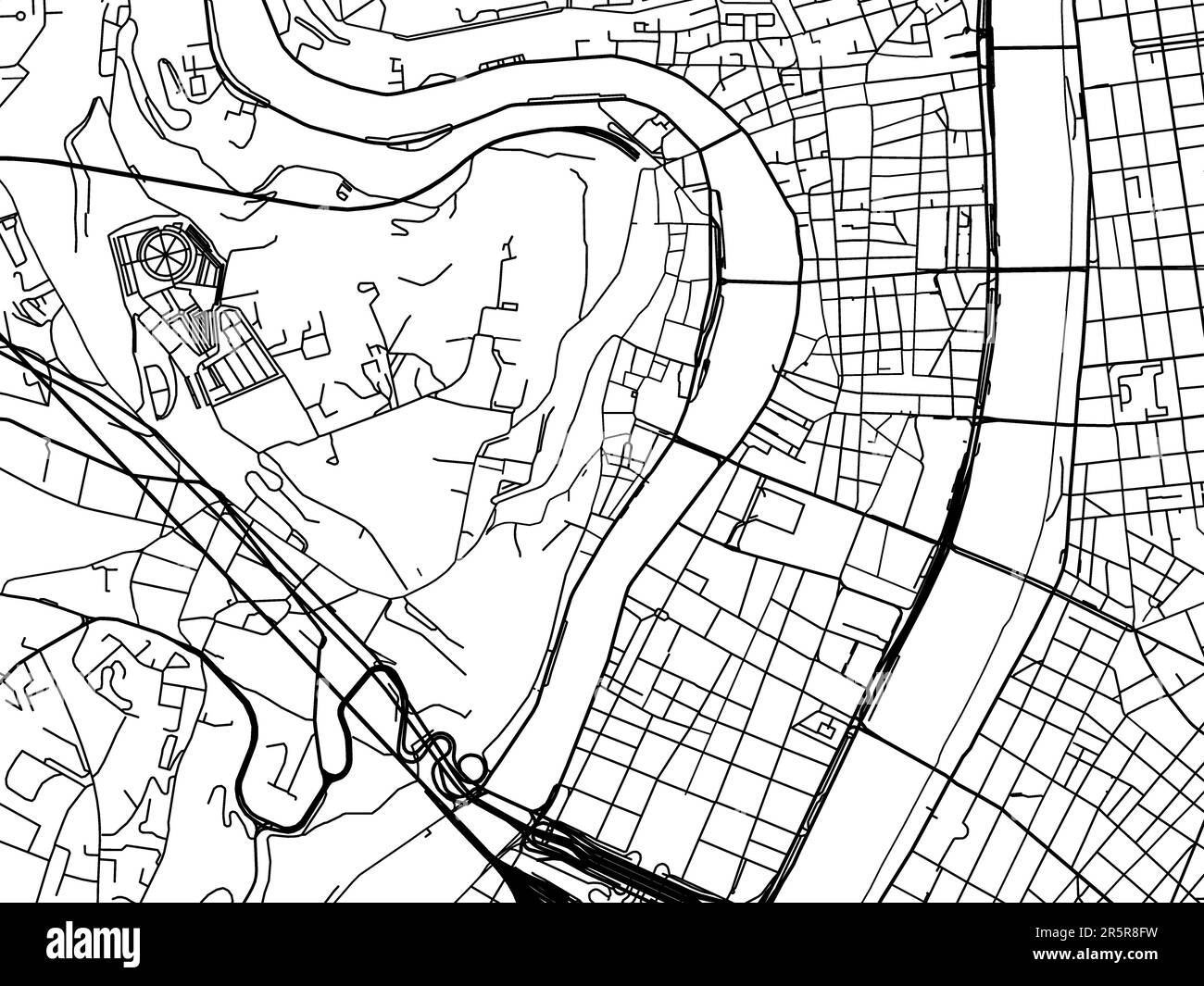 Road map of the city of Lyon Centre in France on a white background ...