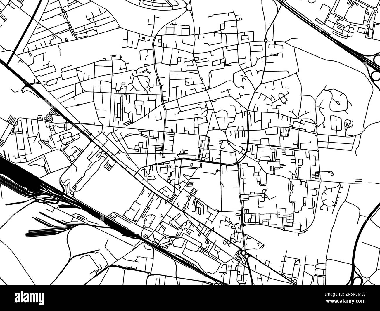 Road map of the city of Saint-Priest in France on a white background ...