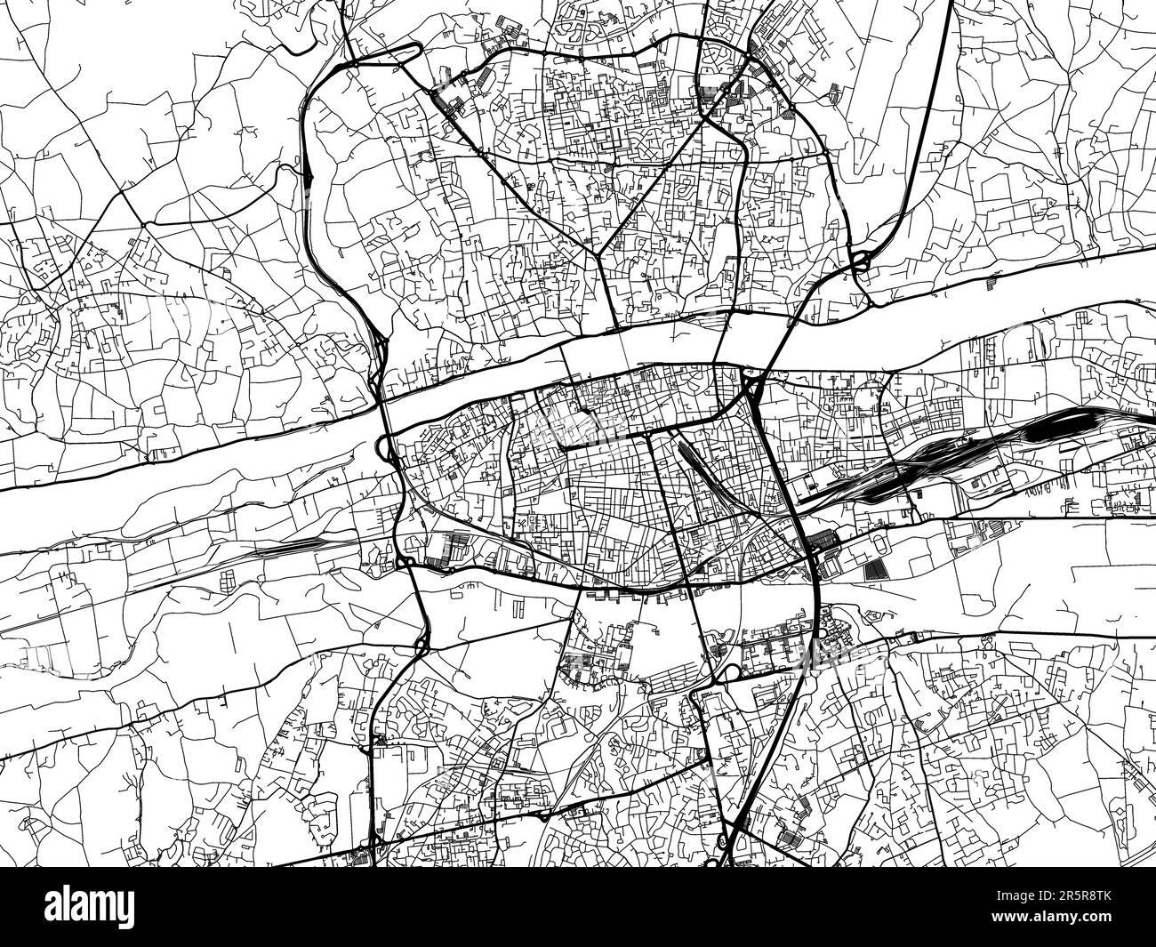 Road map of the city of Tours in France on a white background Stock ...