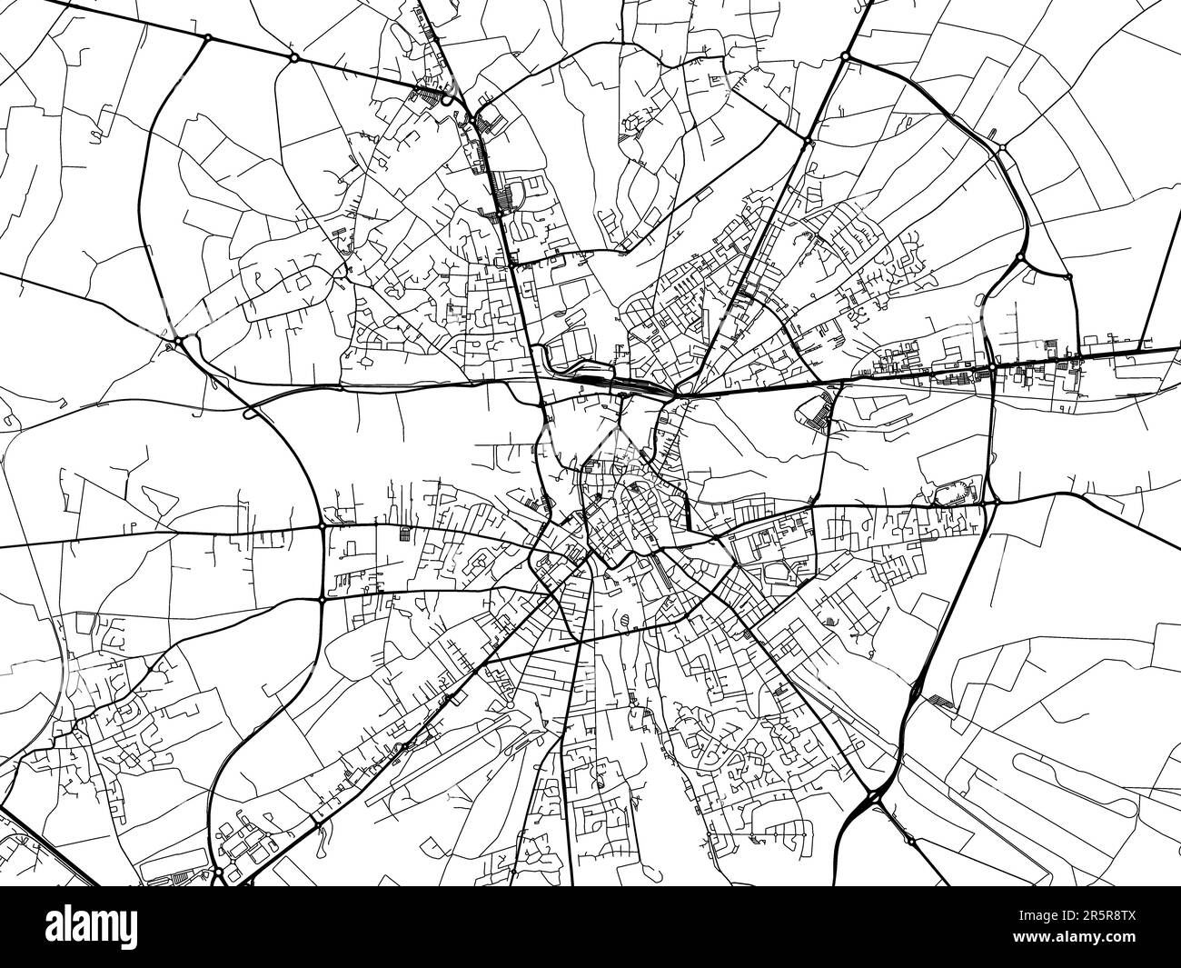 Road map of the city of Bourges in France on a white background Stock ...