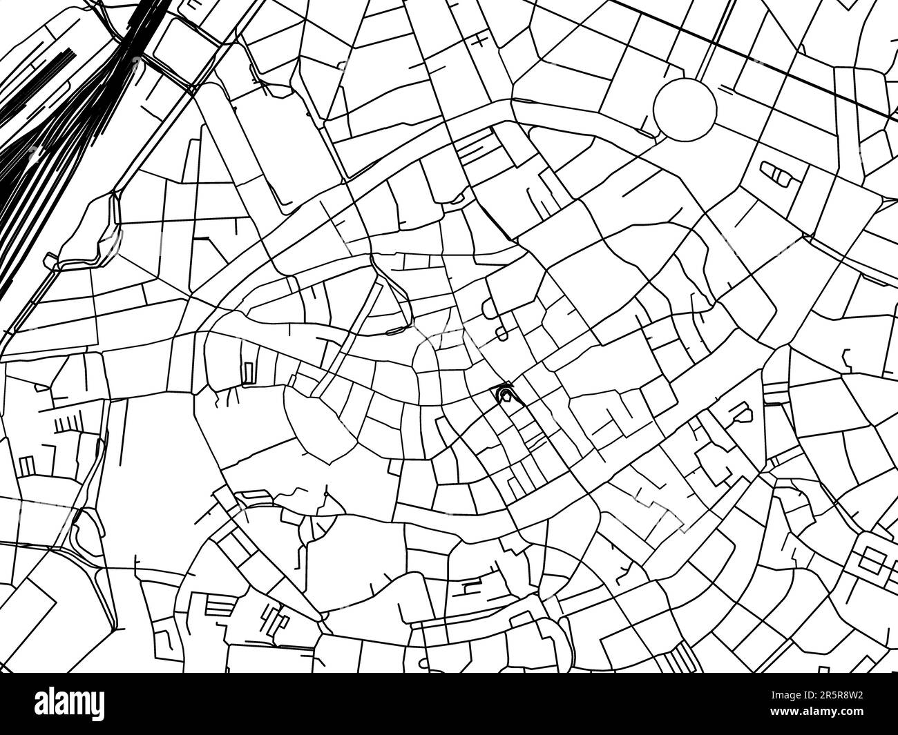 Road map of the city of Strasbourg Centre in France on a white ...