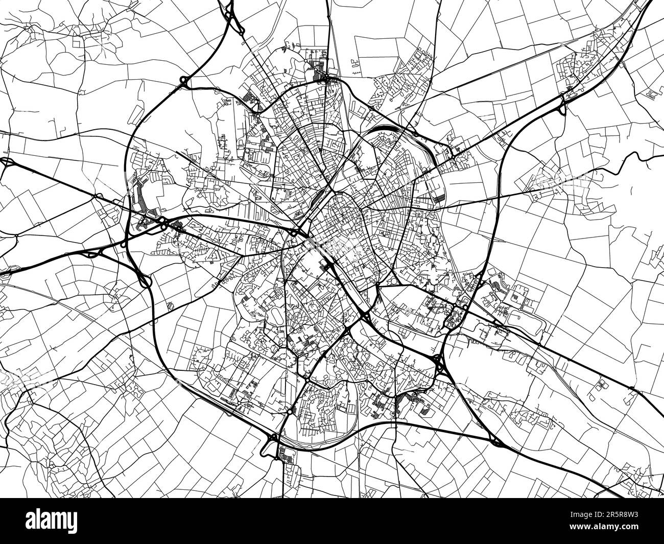 Road map of the city of Reims in France on a white background Stock ...