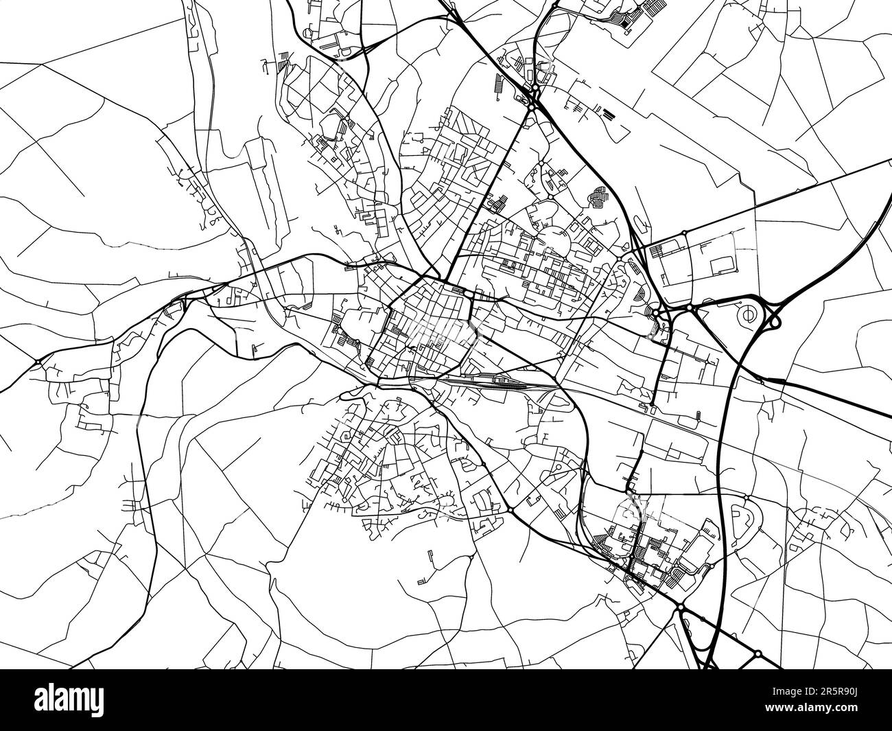 Road map of the city of Beauvais in France on a white background Stock ...