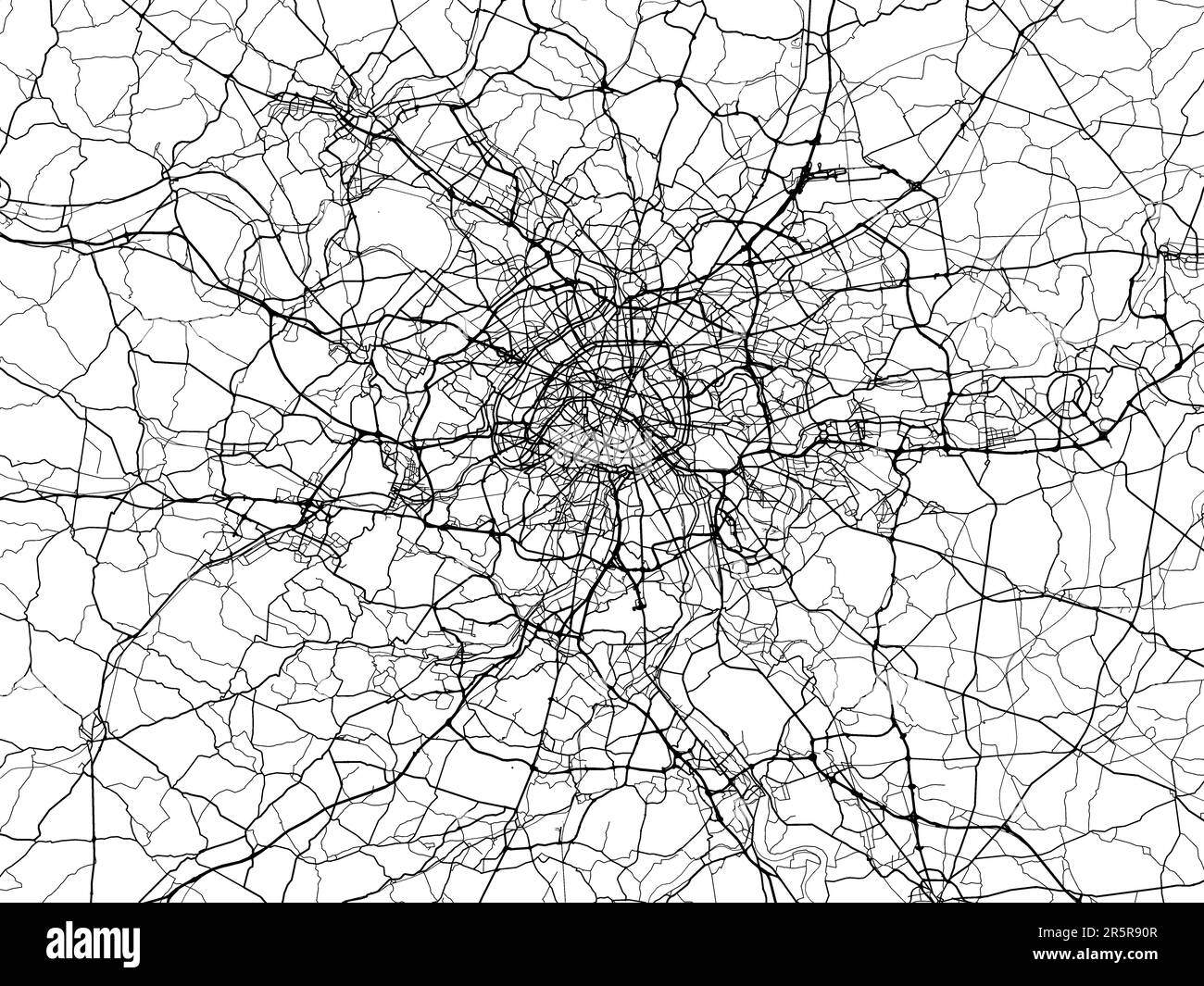Road map of the city of Paris Metropole in France on a white background ...