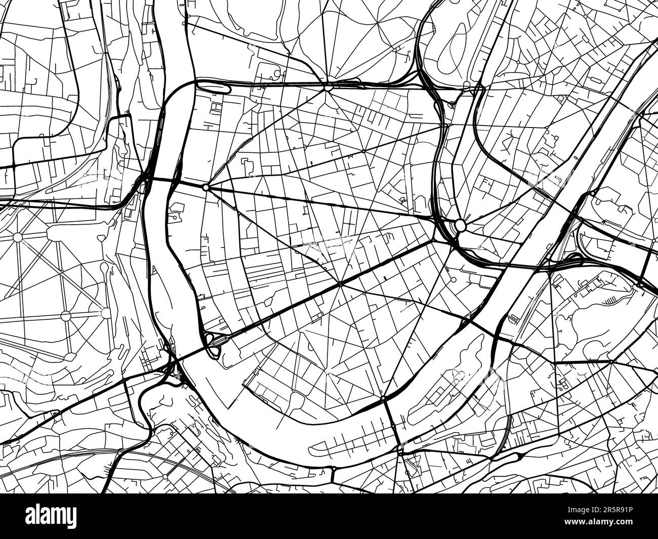 Road map of the city of Boulogne-Billancourt in France on a white ...