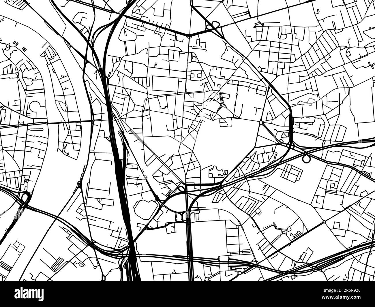 Road map of the city of Saint-Denis in France on a white background ...