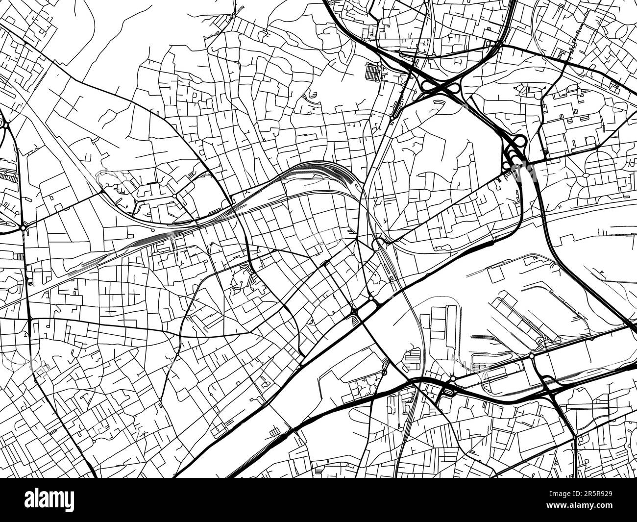 Road map of the city of Argenteuil in France on a white background ...