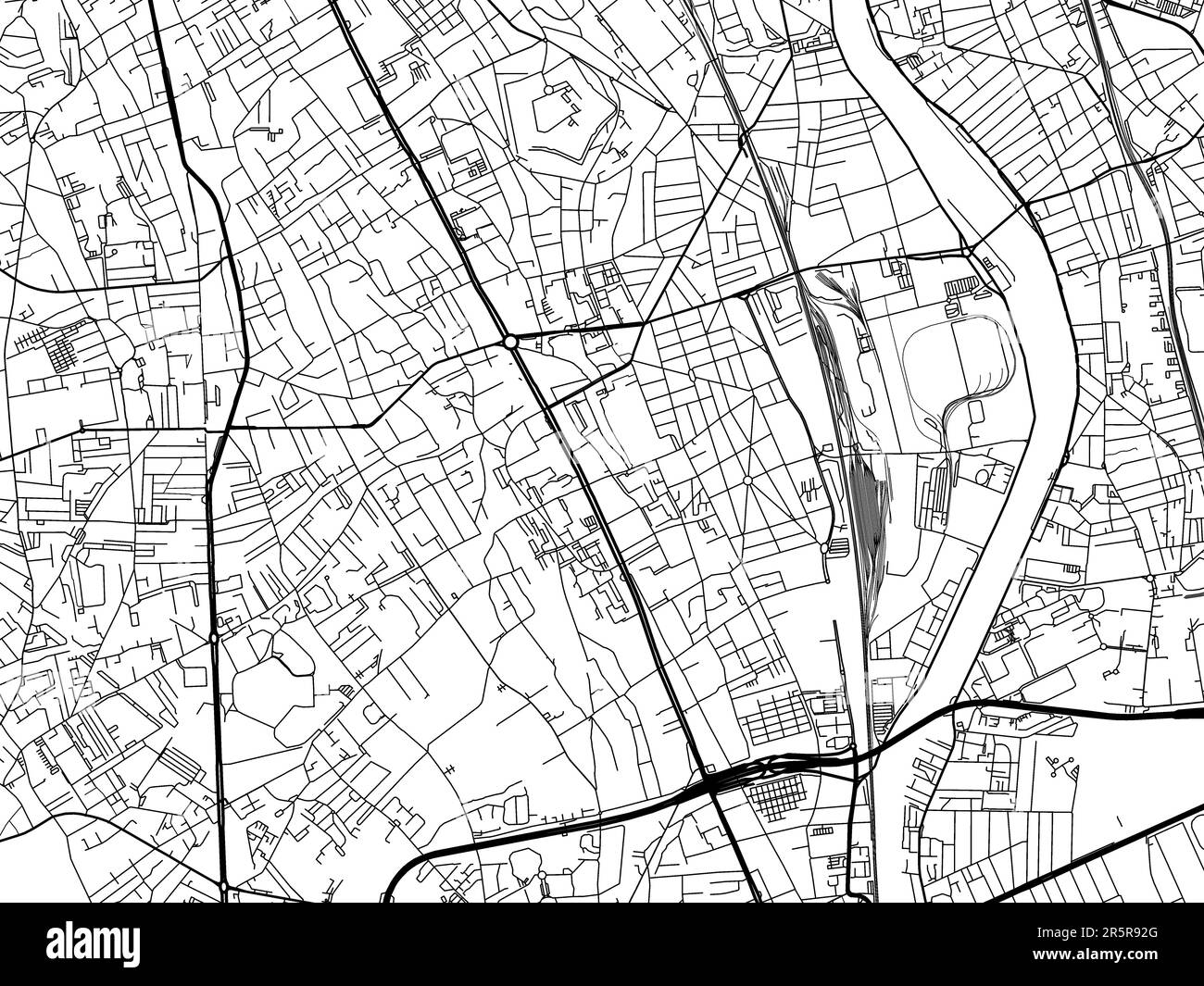 Road map of the city of Vitry-sur-Seine in France on a white background ...