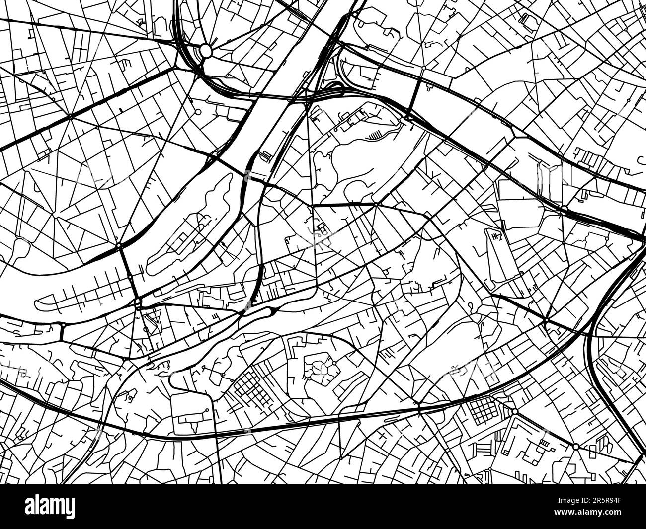 Road map of the city of Issy-les-Moulineaux in France on a white ...