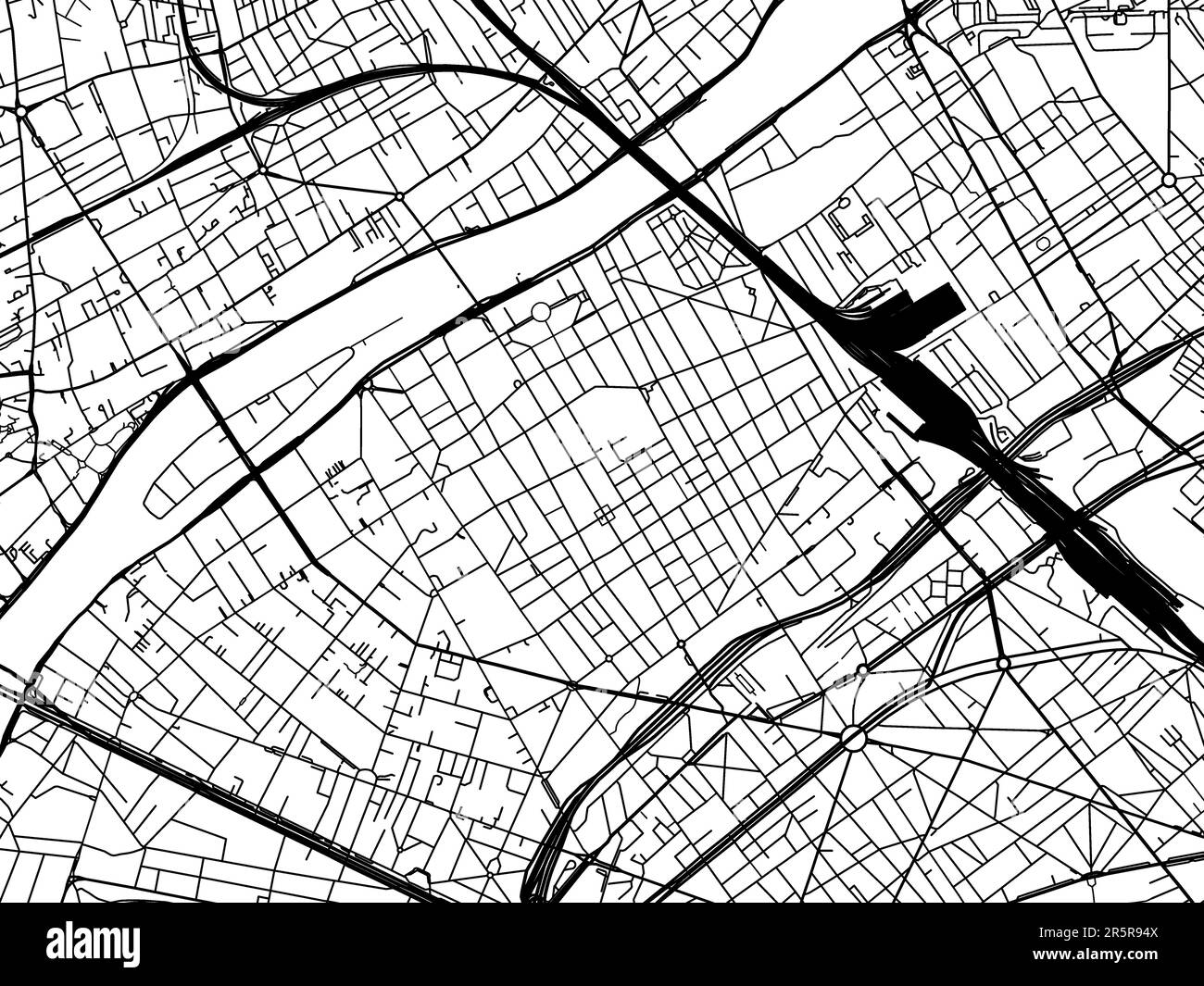 Road map of the city of Levallois-Perret in France on a white ...