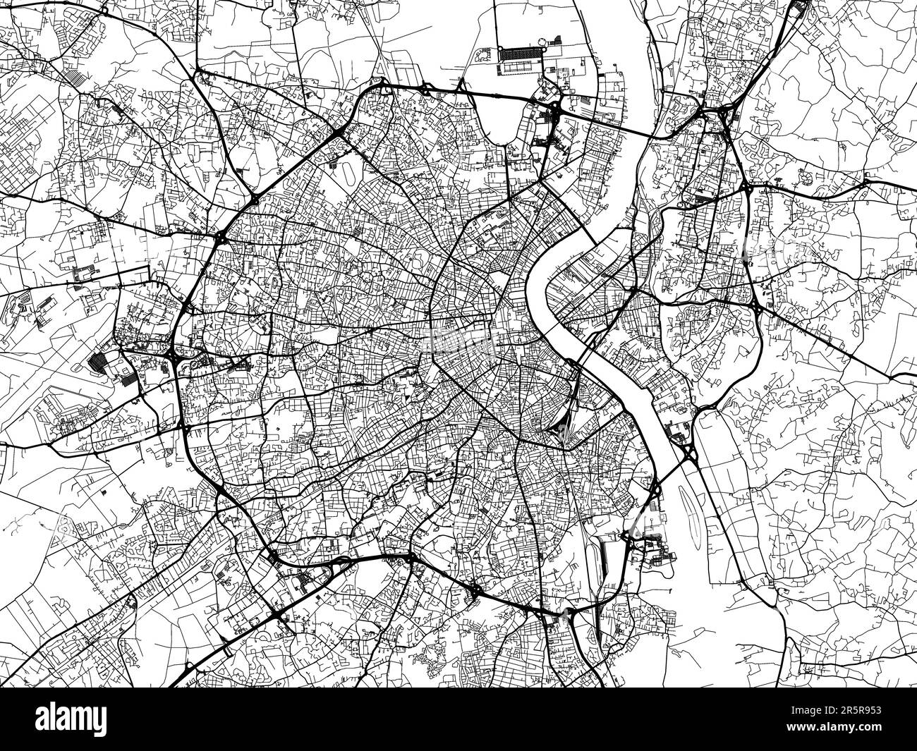 Road map of the city of Bordeaux in France on a white background Stock ...