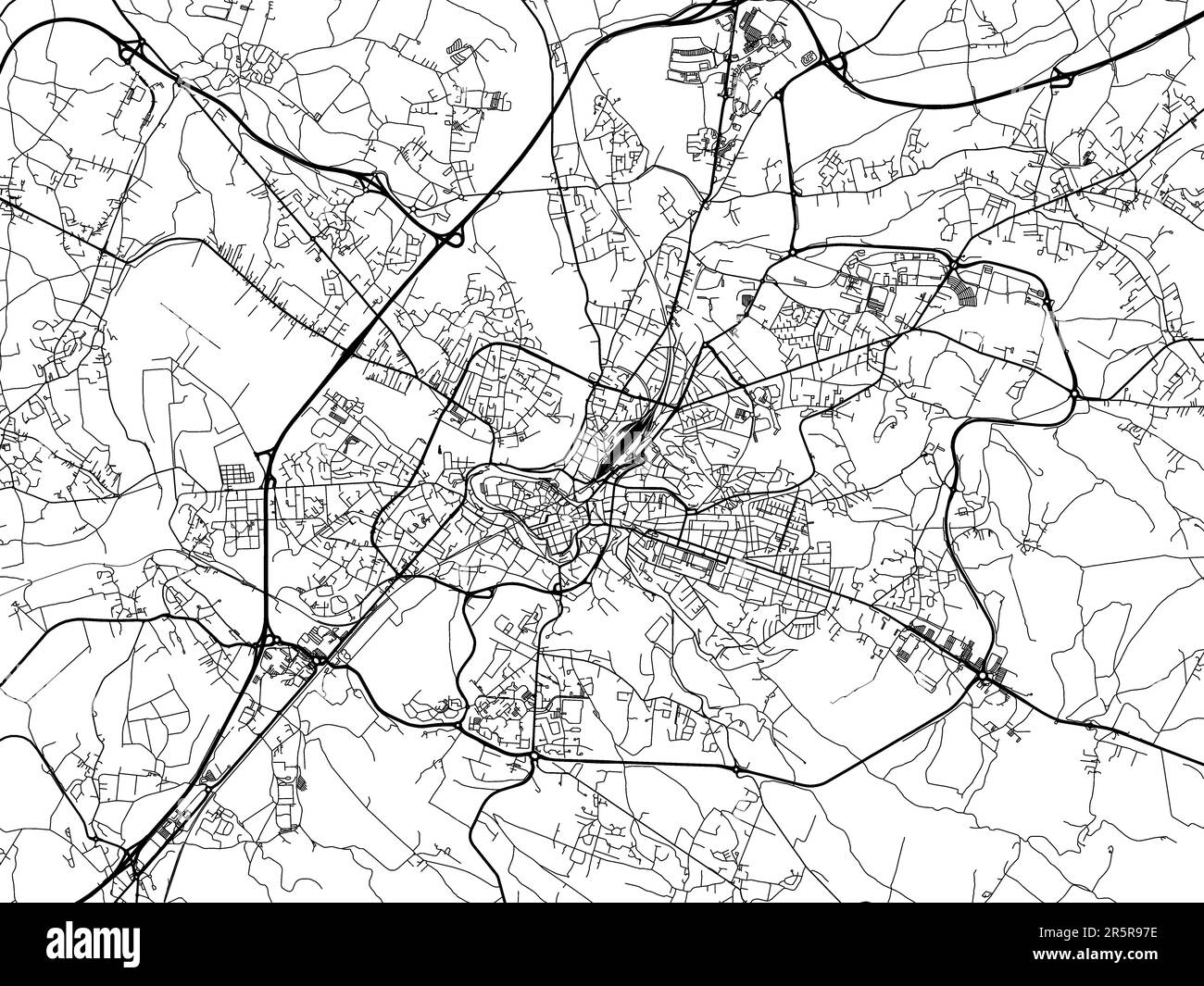 Road map of the city of Angouleme in France on a white background Stock ...
