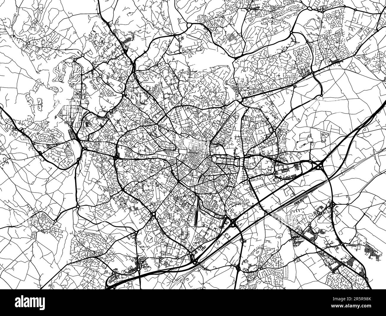 Road map of the city of Montpellier in France on a white background ...