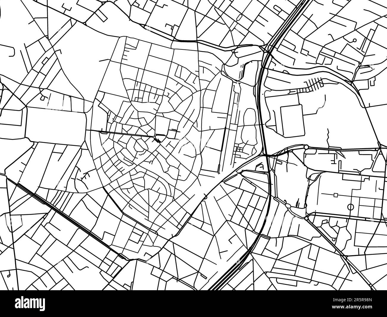Road map of the city of Montpellier Centre in France on a white ...