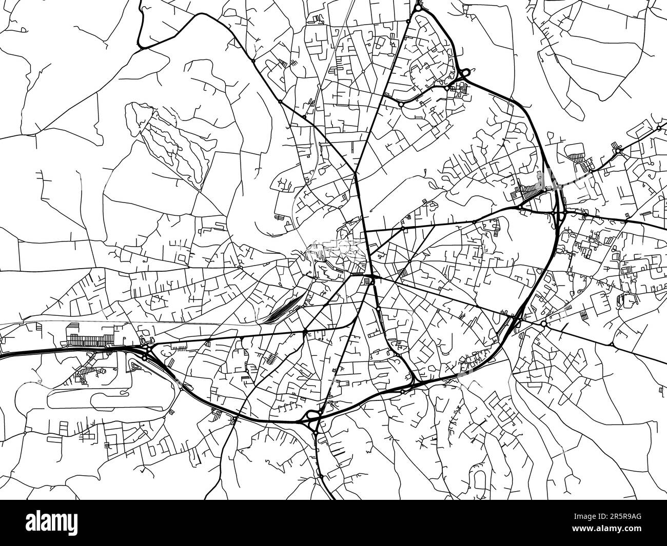 Road map of the city of Albi in France on a white background Stock ...