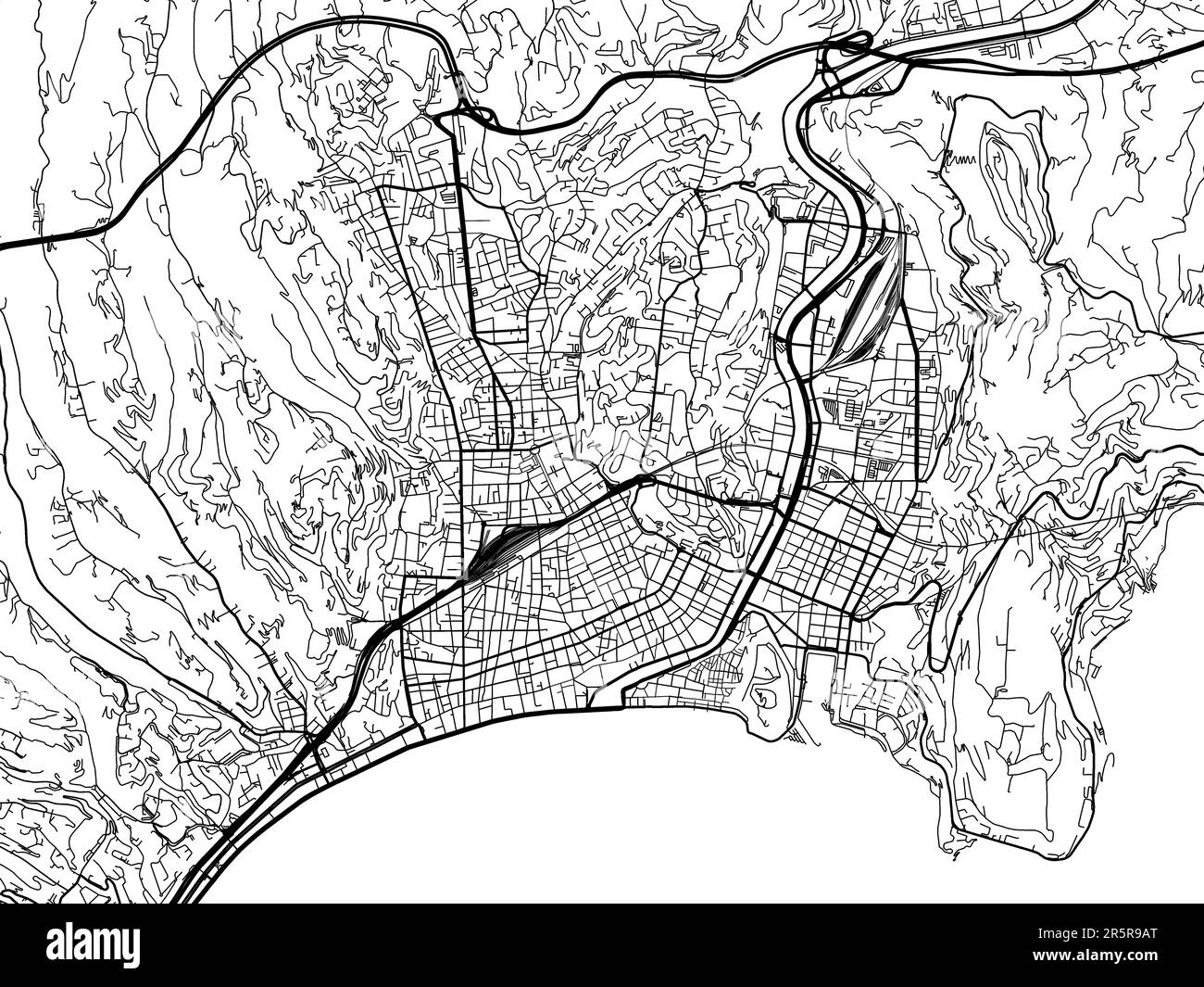 Road map of the city of Nice in France on a white background Stock ...