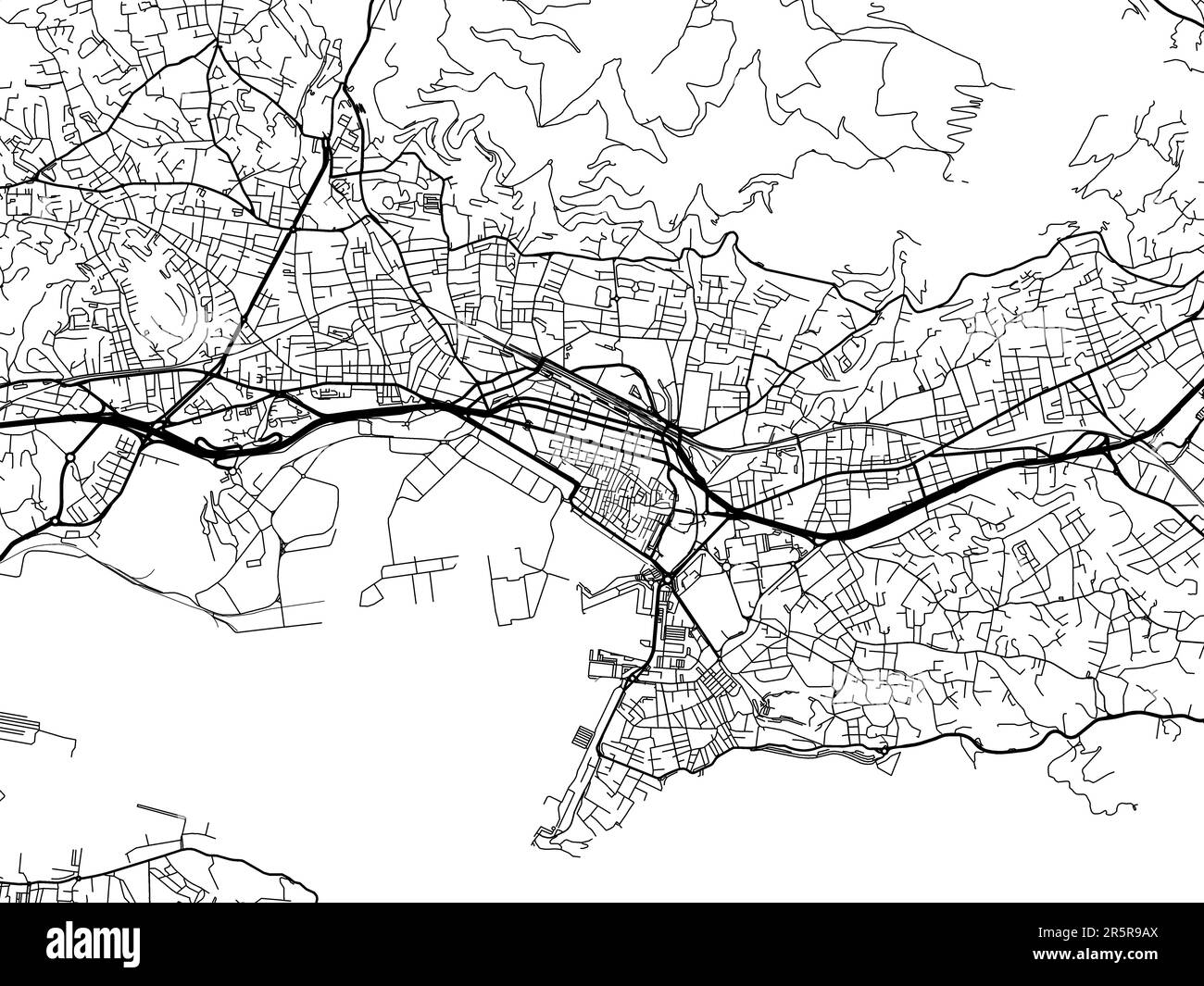 Road map of the city of Toulon in France on a white background Stock ...