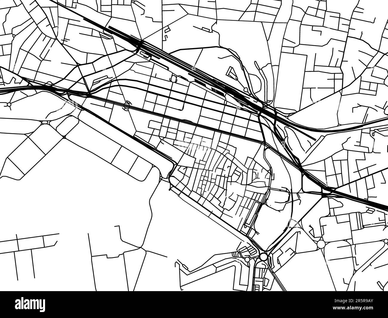 Road map of the city of Toulon Centre in France on a white background ...
