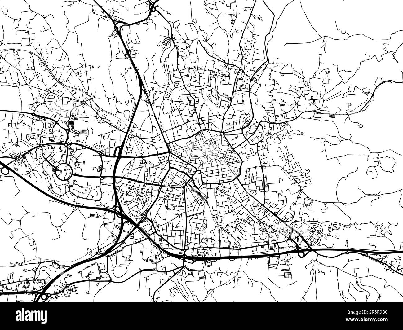 Road map of the city of Aix-en-Provence in France on a white background ...