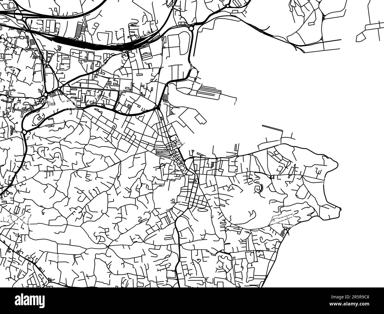 Road map of the city of La Seyne-sur-Mer in France on a white ...