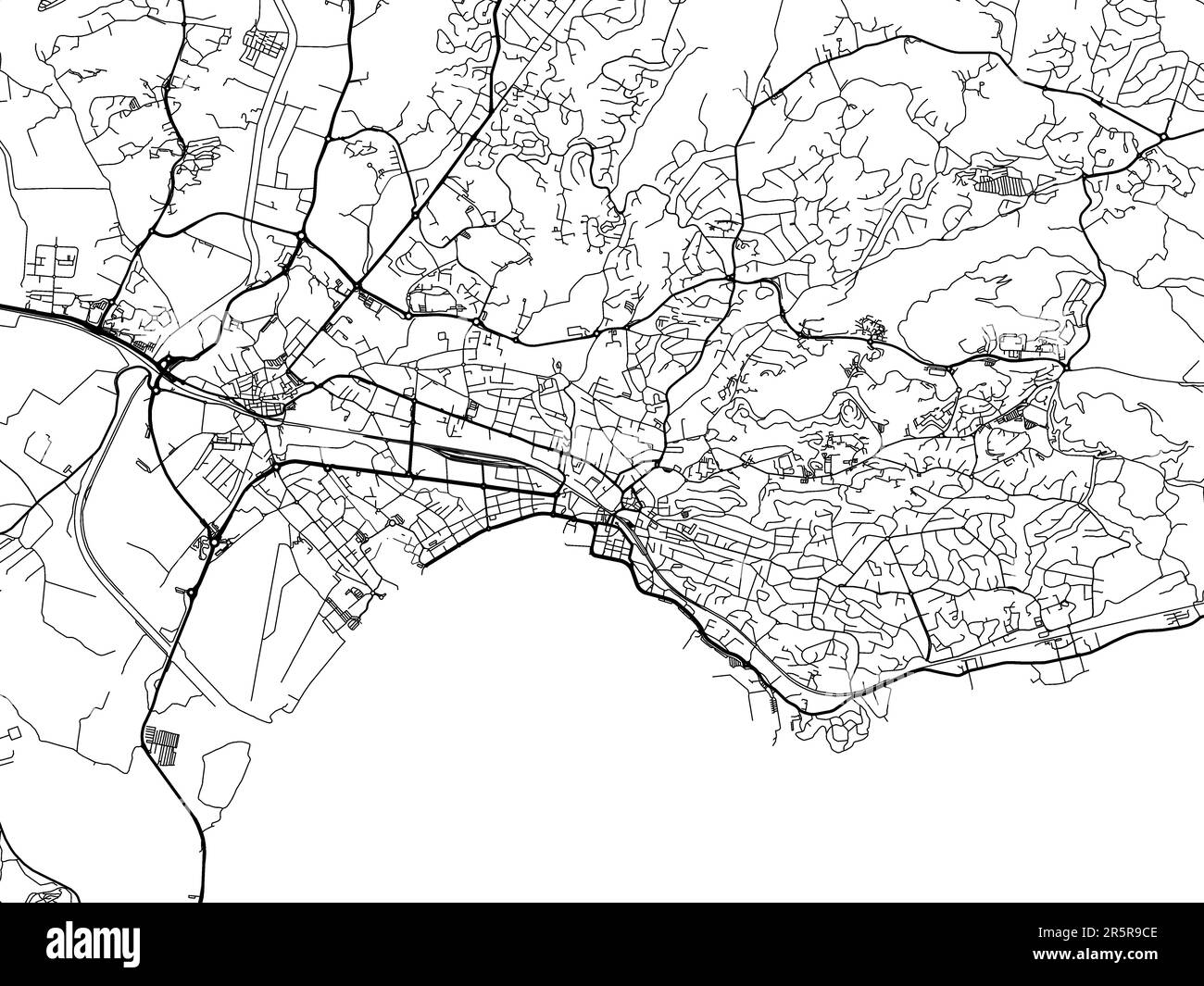 Road map of the city of Frejus in France on a white background Stock ...